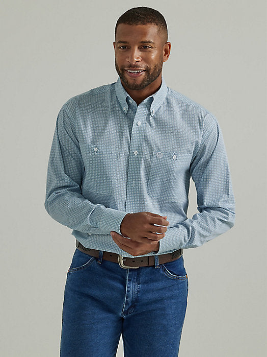 Wrangler George Strait Shirt in Steel Blue Octagon – The Southern Decorista